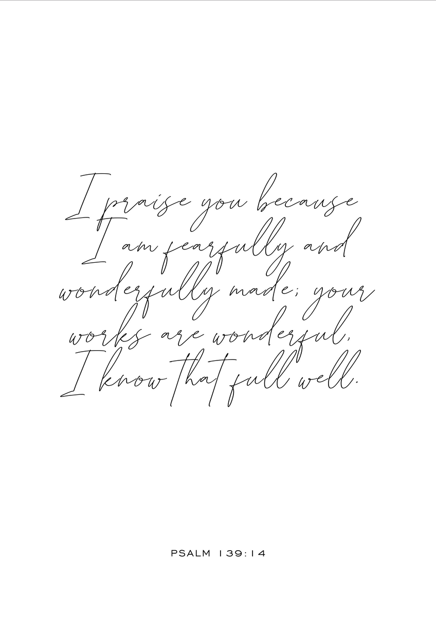 Fearfully and wonderfully made | Christian Poster | Psalm 139:14 ...